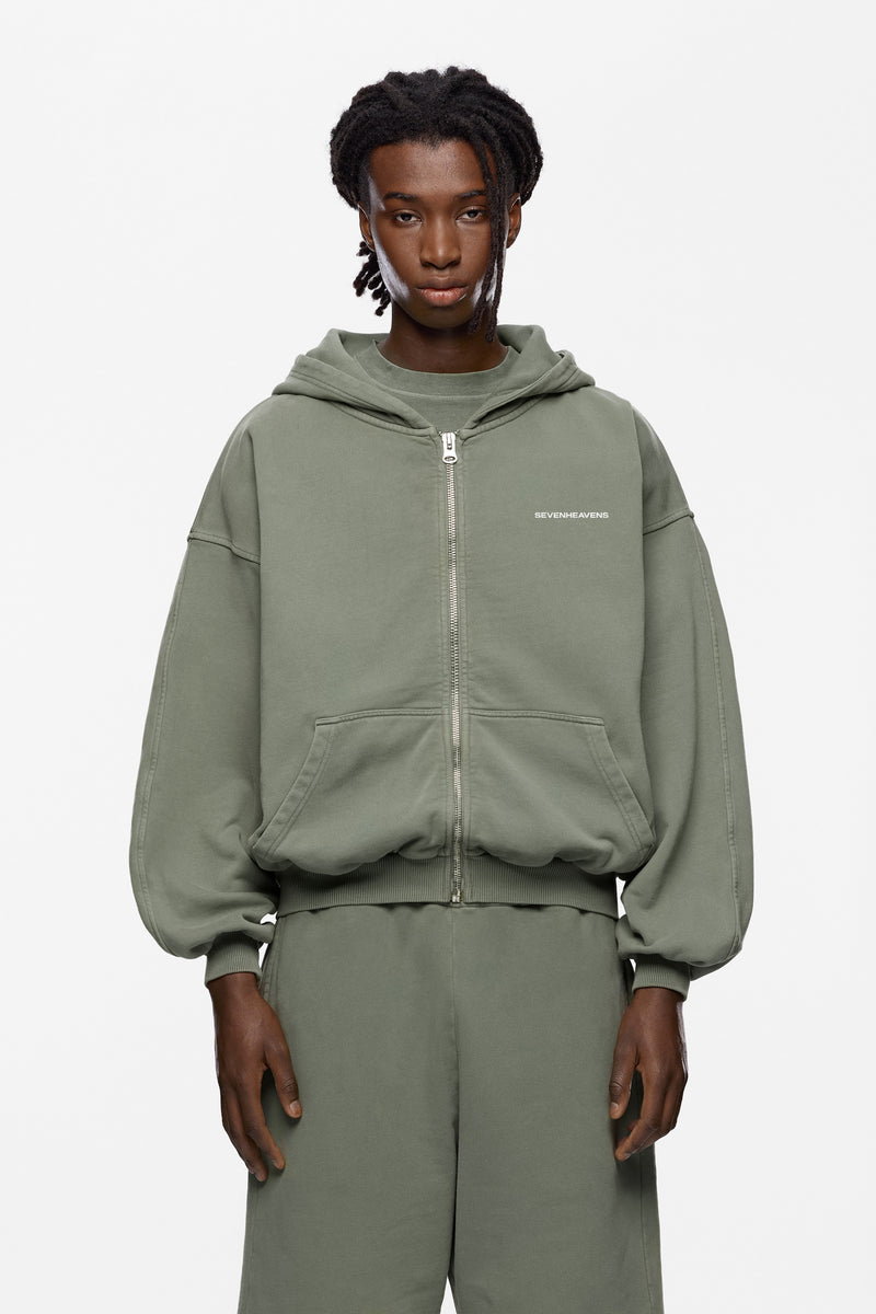 Washed Logo Zip Hoodie – SEVENHEAVENS